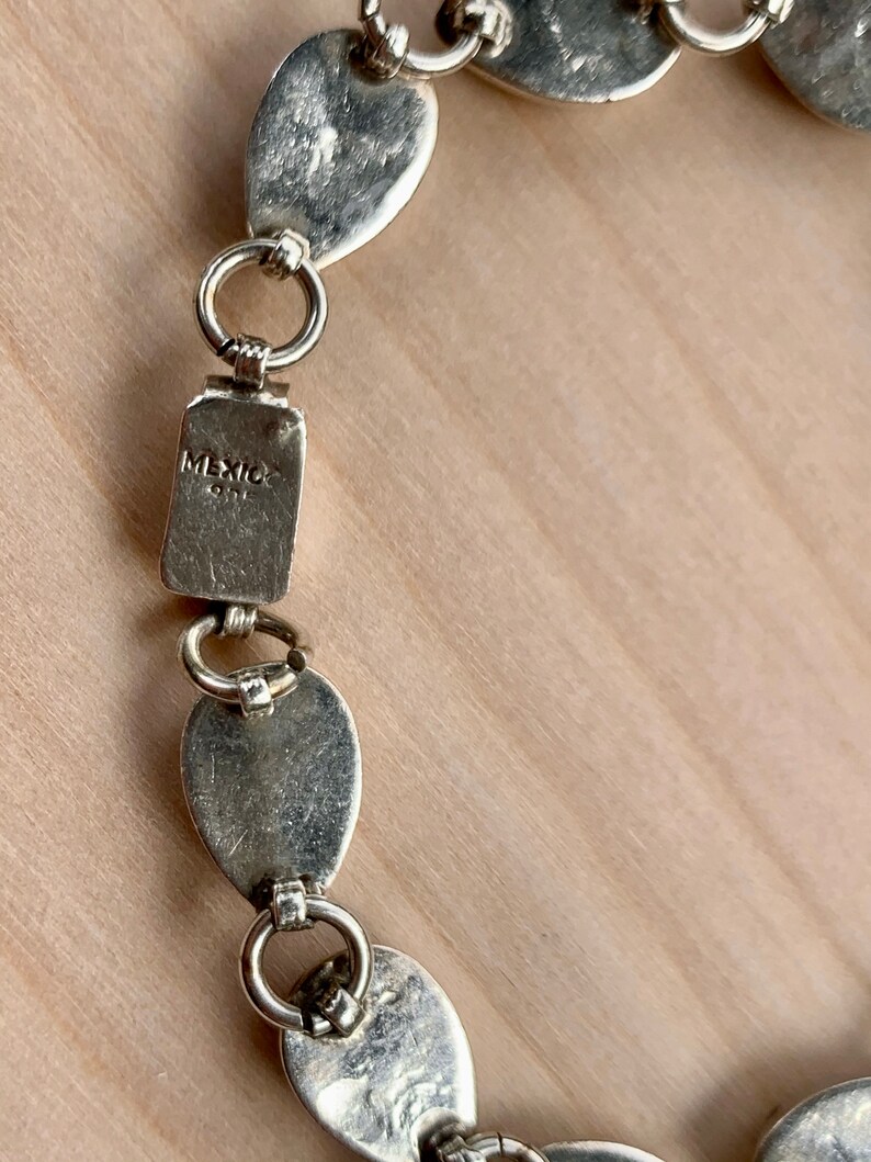 Vintage Sterling Silver Chain Bracelet Blue Resin Mexico 7.5in, 28g - Etsy