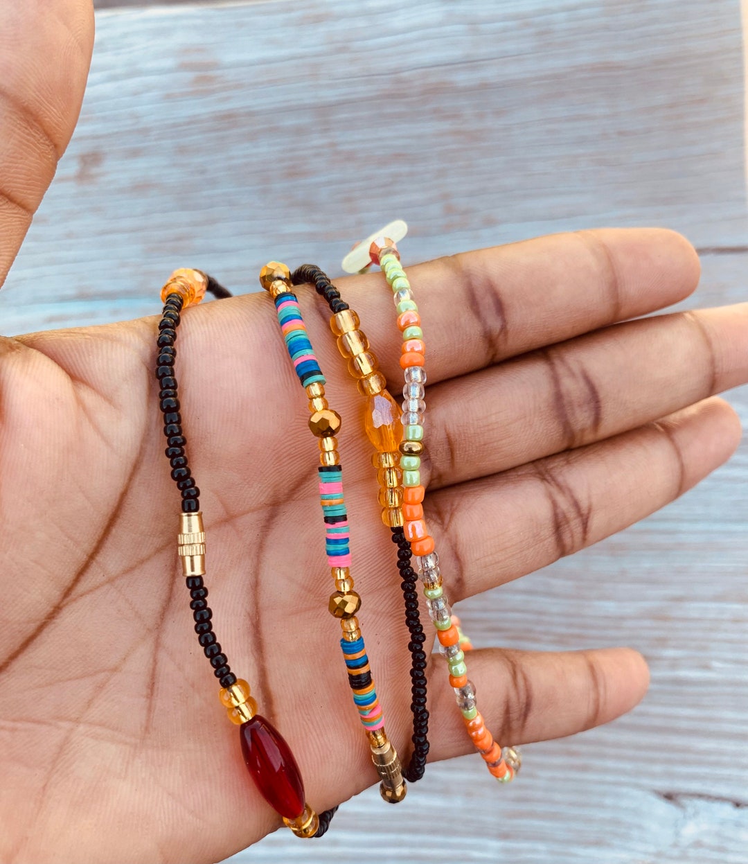 Authentic African Beaded Anklets for Summer Cute Dainty Colorful Glass ...