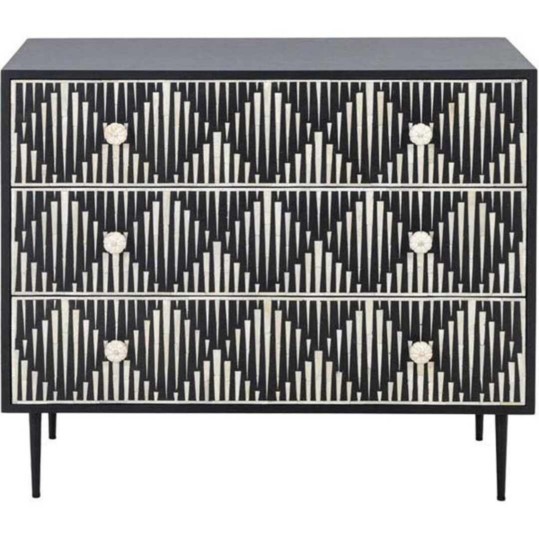 Bone Inlay Black Cabinet Bone Inlay Chest of Drawers Bone - Etsy