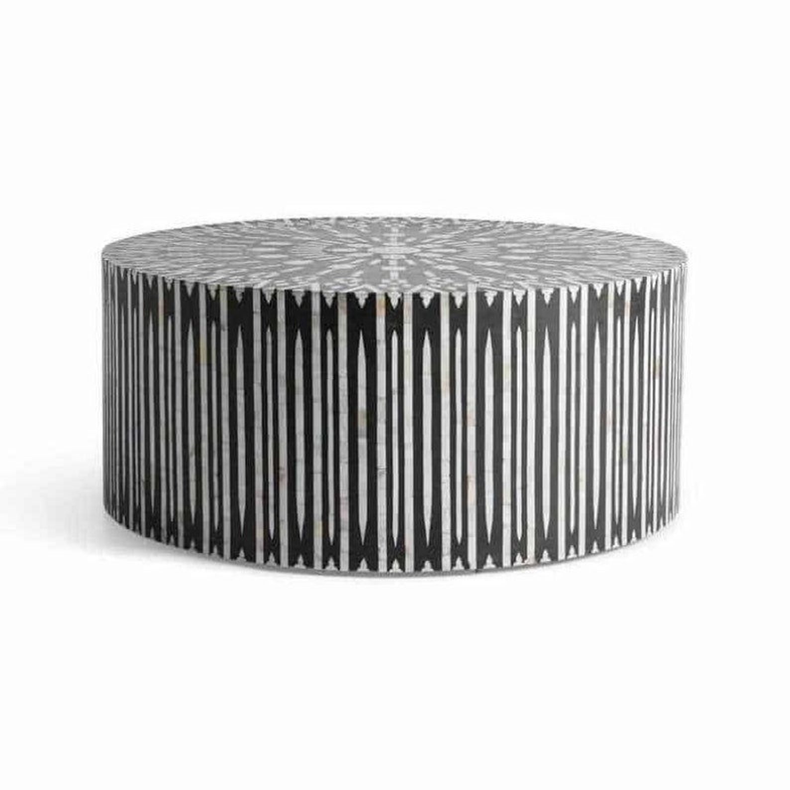 Black MOP Inlay Coffee Table Strip Line Pattern Mother of - Etsy