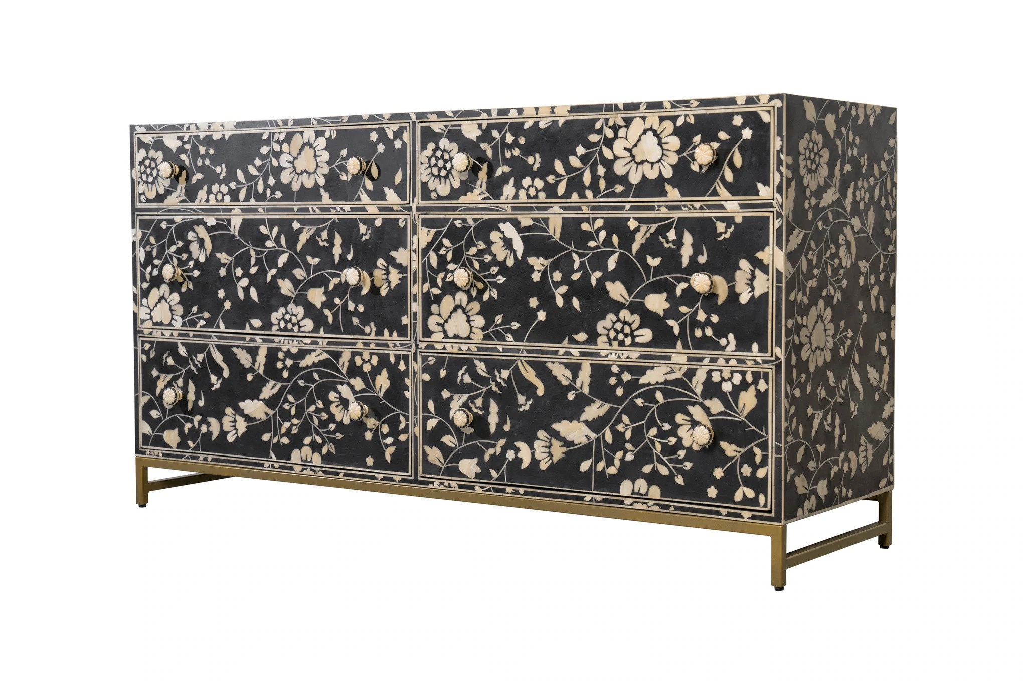 Flora Fauna Bone Inlay Chest of Drawers Bone Inlay Chest of 6 - Etsy