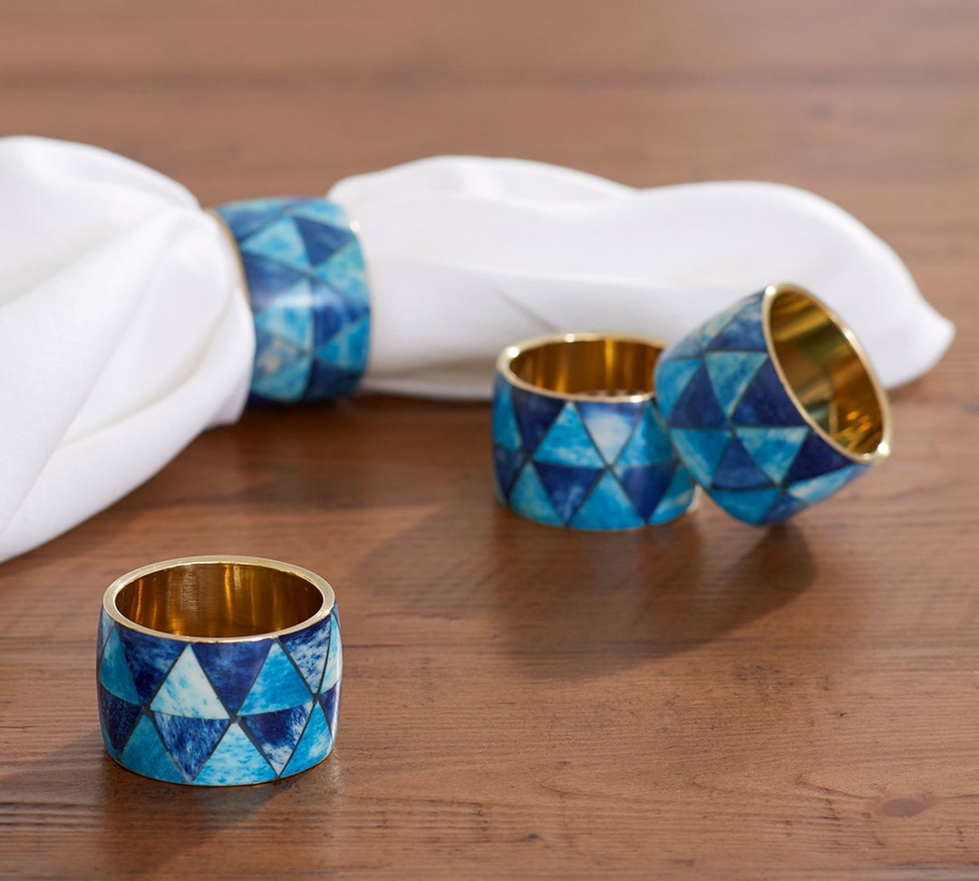 Bone Inlay Napkin Ring Set of 4 , Brass Bone Inlay Napkin Ring, Brass ...