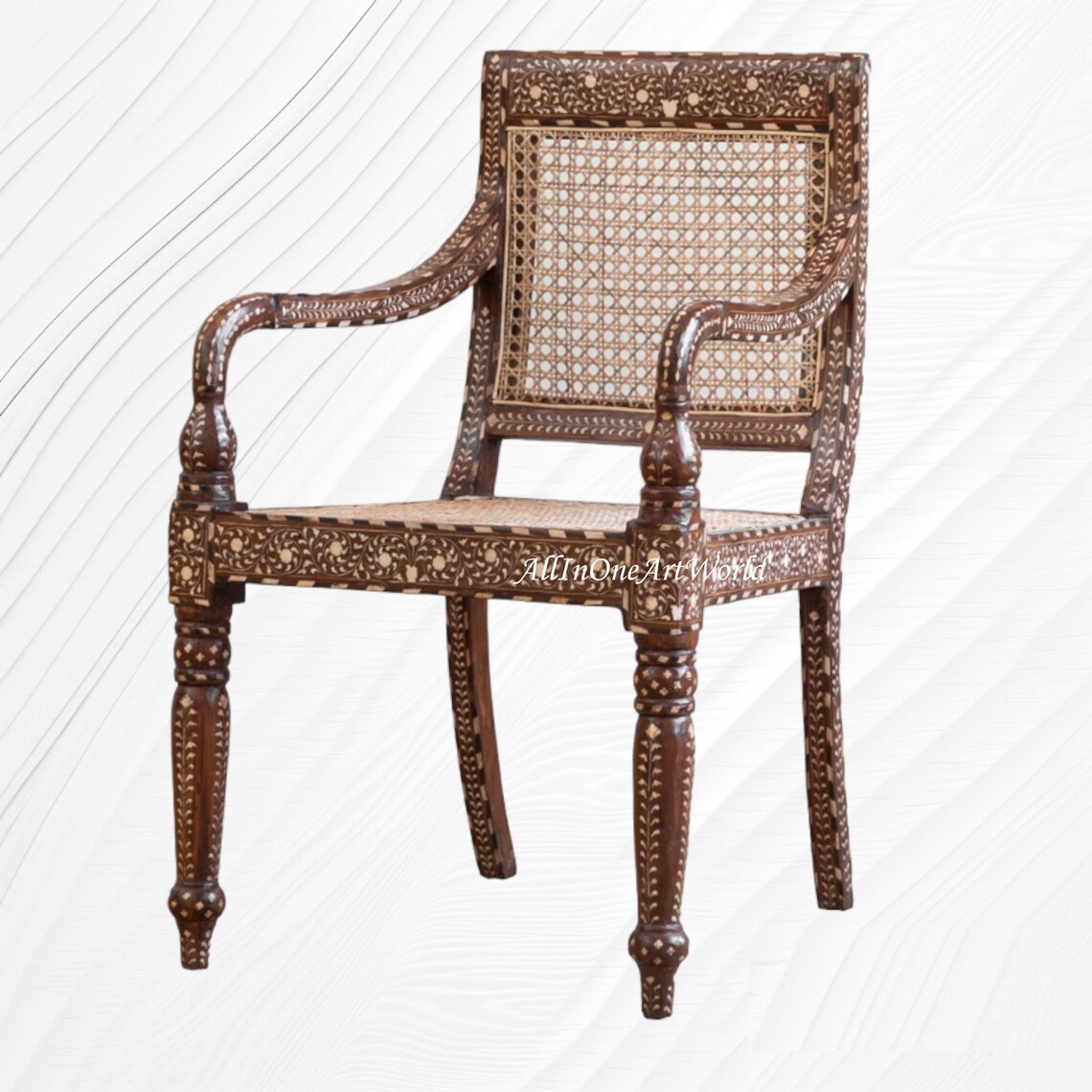 Teakwood Bone Inlaid Chair With Arms, Bone Inlaid Chair, Teakwood Chair ...