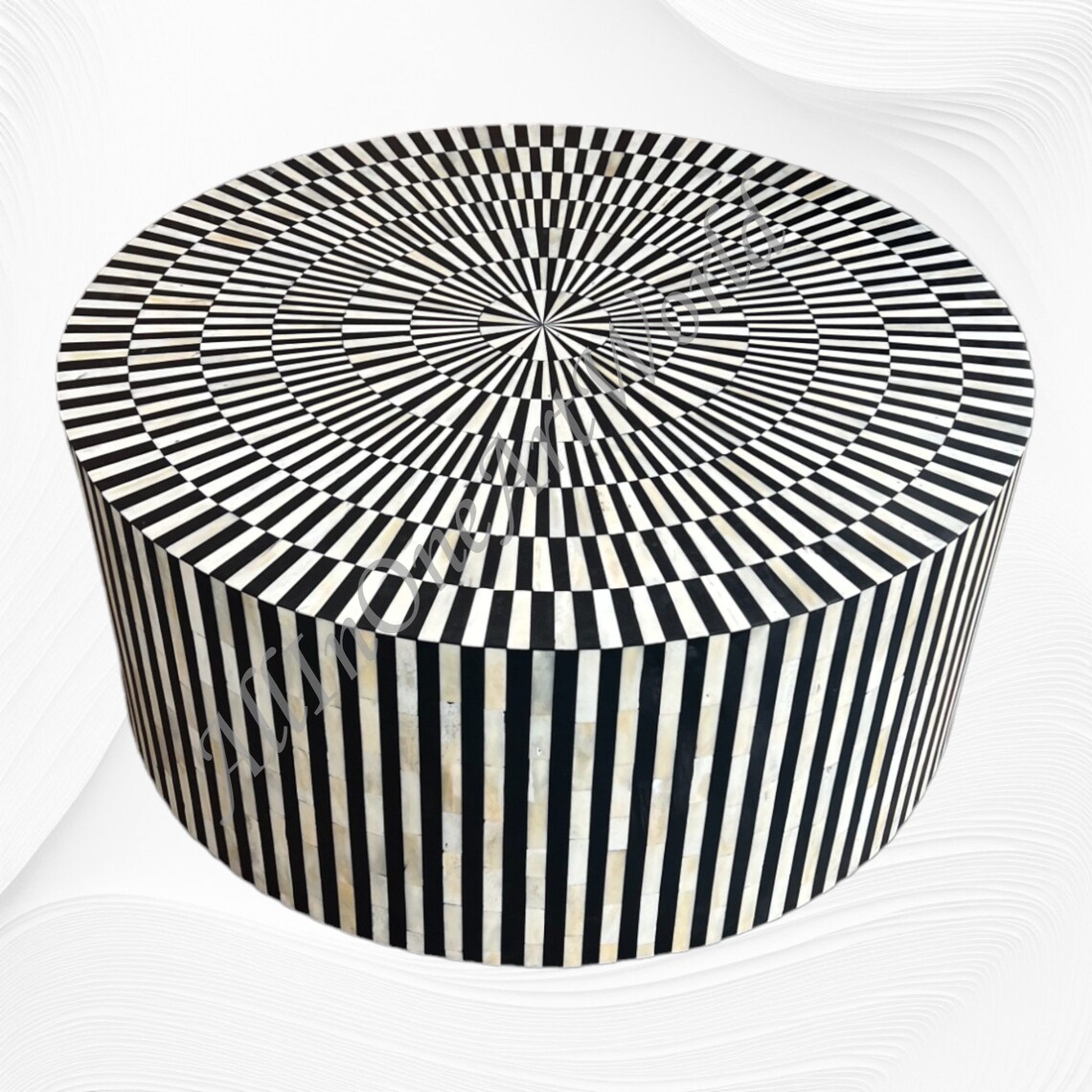 Classic Bone Inlay Illusion Stripe Coffee Table Black Bone - Etsy