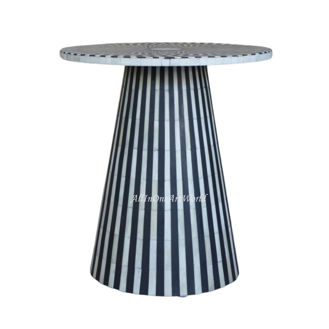 Chevron Bone Inlay Side Table Bone Inlay Round Side Table - Etsy