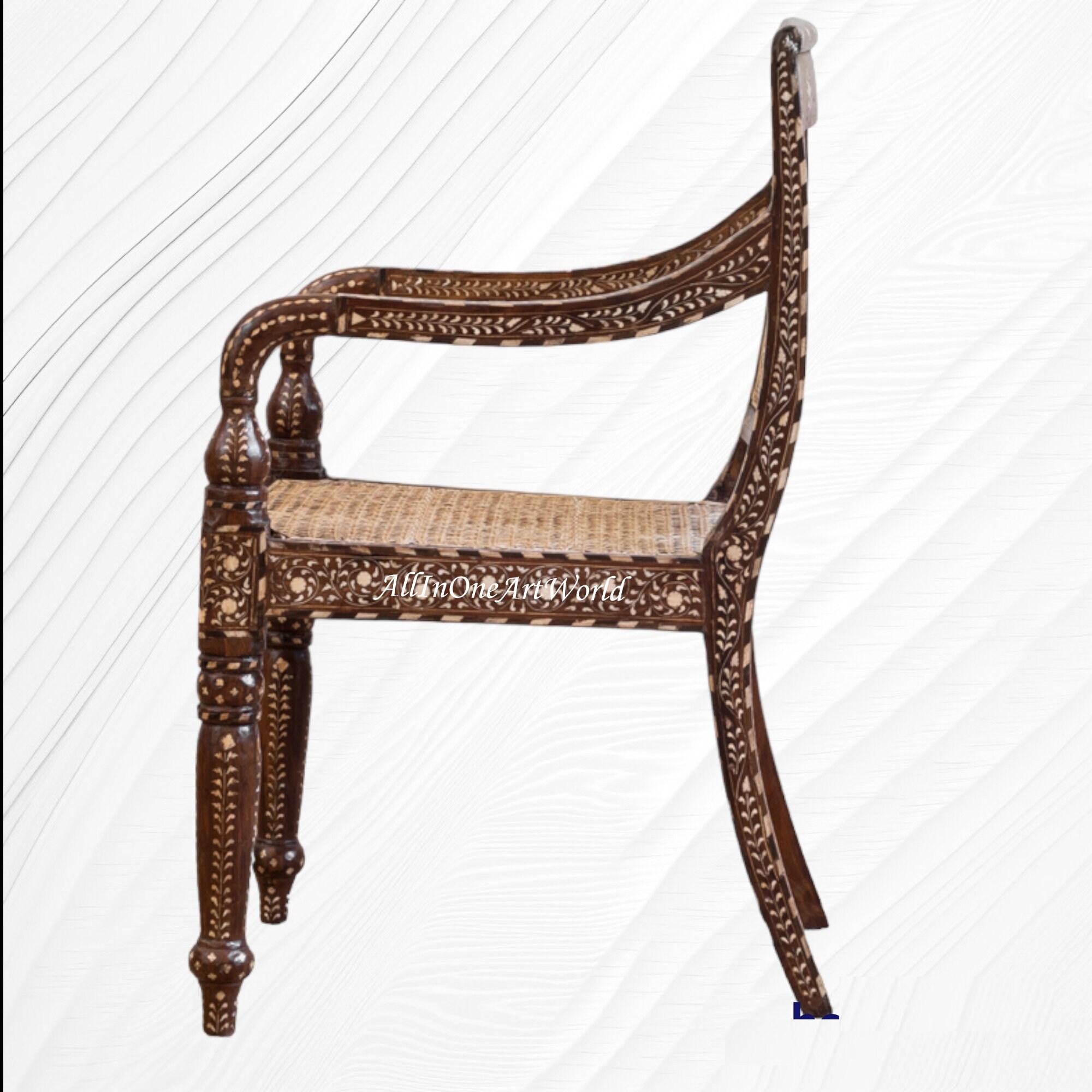 Teakwood Bone Inlaid Chair With Arms, Bone Inlaid Chair, Teakwood Chair ...
