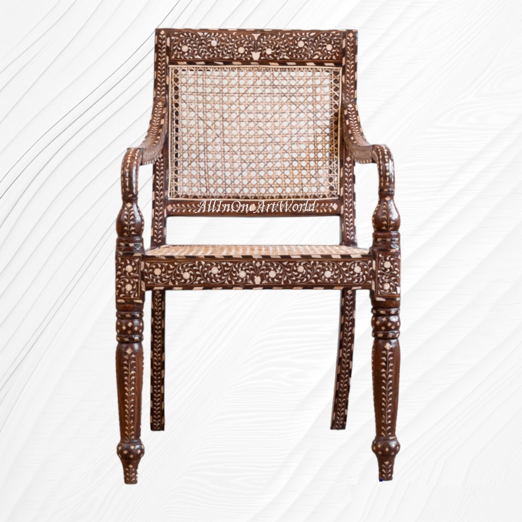 Teakwood Bone Inlaid Chair With Arms, Bone Inlaid Chair, Teakwood Chair ...