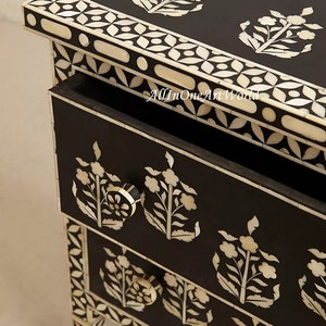 Paisley Bone Inlay Chest of Drawers Black, Paisley Inlay Dresser, Bone ...