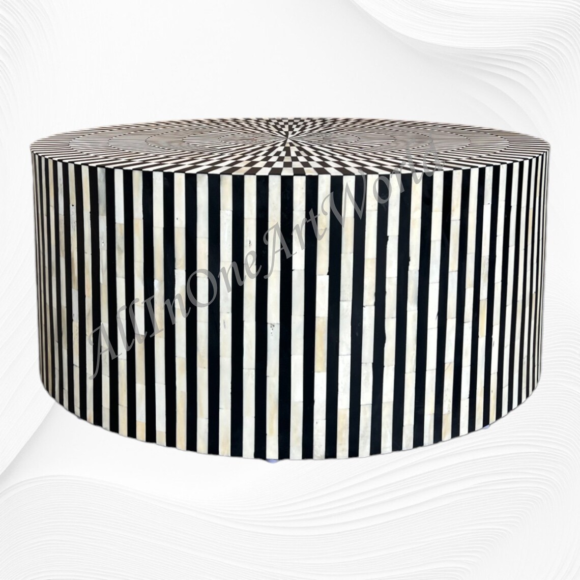 Classic Bone Inlay Illusion Stripe Coffee Table Black Bone - Etsy