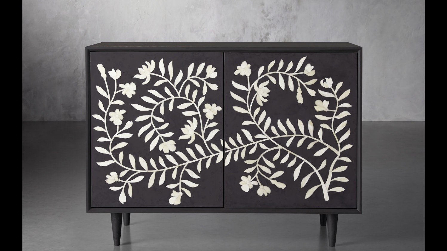 Flower Bone Inlay Two Door Cabinet, Bone Inlay Storage, Bone Inlay ...