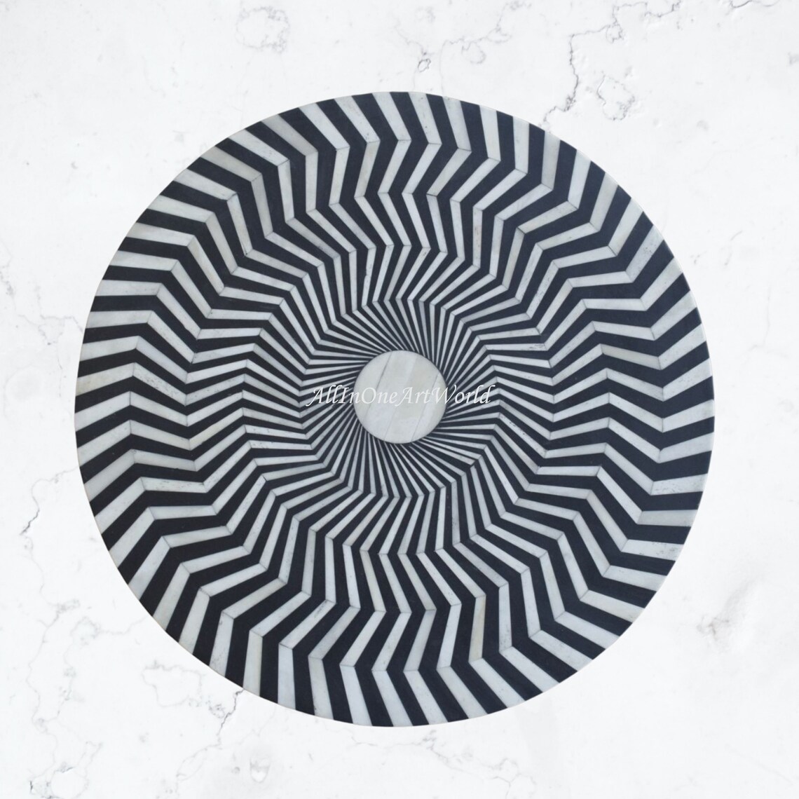 Chevron Bone Inlay Side Table Bone Inlay Round Side Table - Etsy