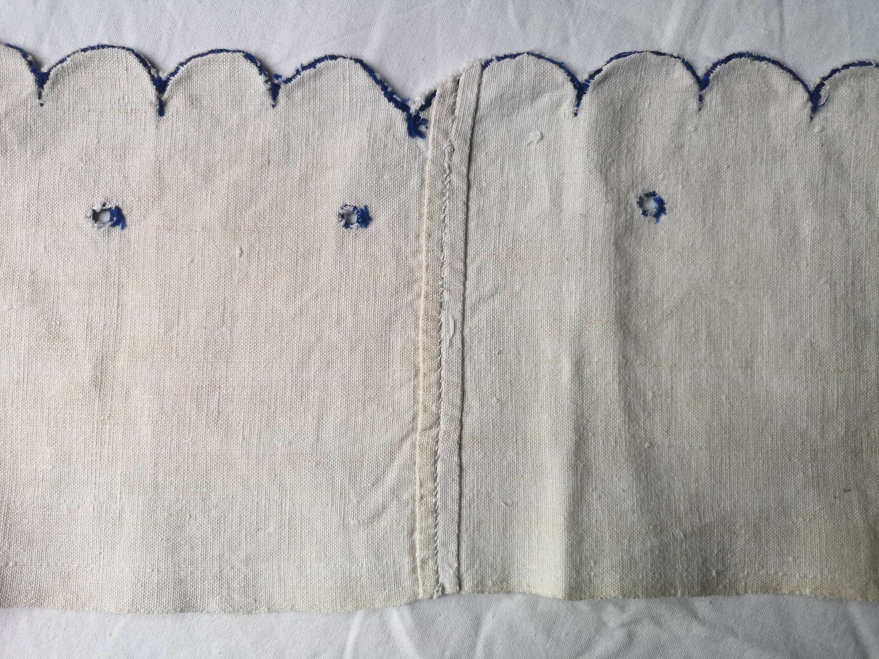 Antique Hand Embroidered Chimney Border or Shelf Trim Pure Linen, Blue ...