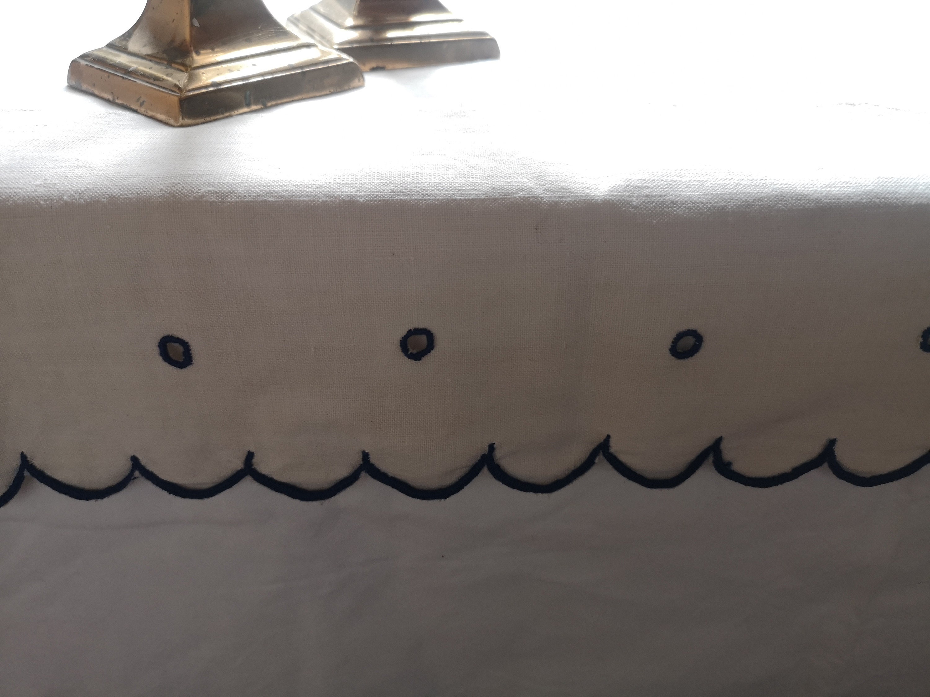 Antique Hand Embroidered Chimney Border or Shelf Trim Pure Linen, Blue ...