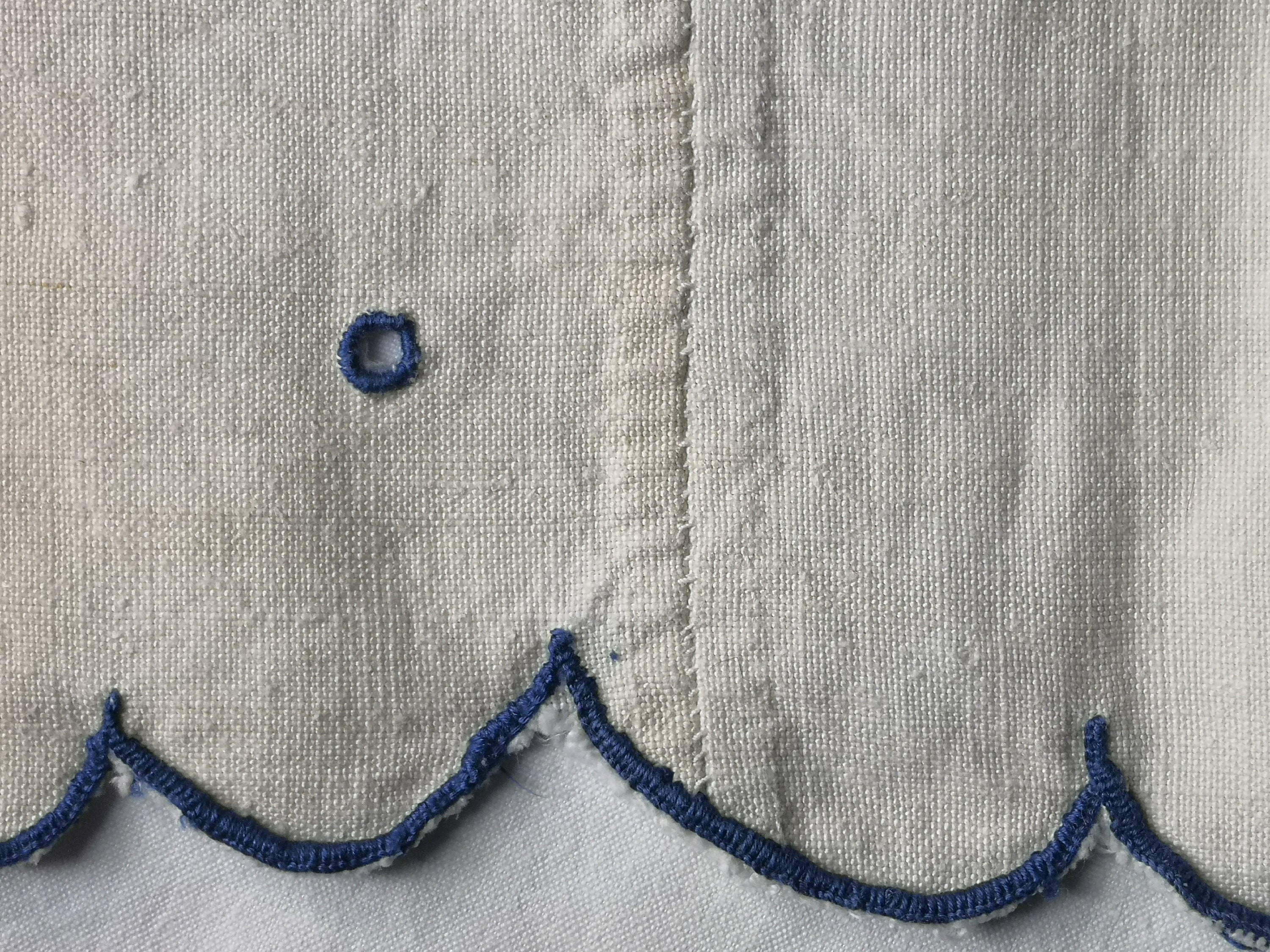 Antique Hand Embroidered Chimney Border or Shelf Trim Pure Linen, Blue ...