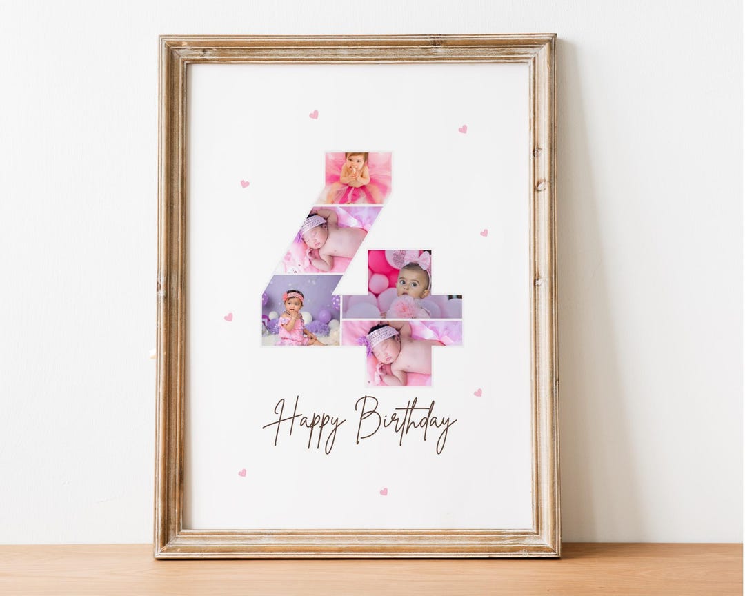 Numberfour,fourth Birthday Digital Download,birthday Number 4 Collage ...