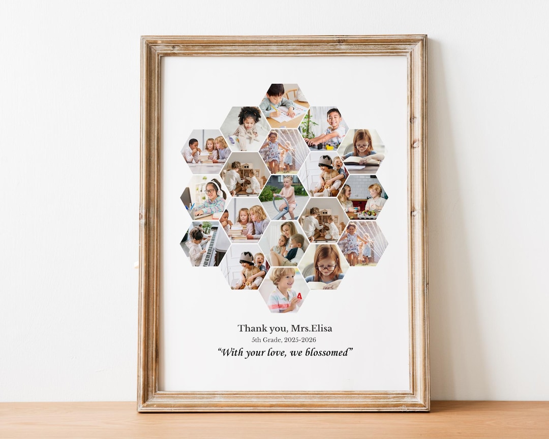 Canva,honeycomb Photo Collage Template,hexagon Shape Collage,teacher ...