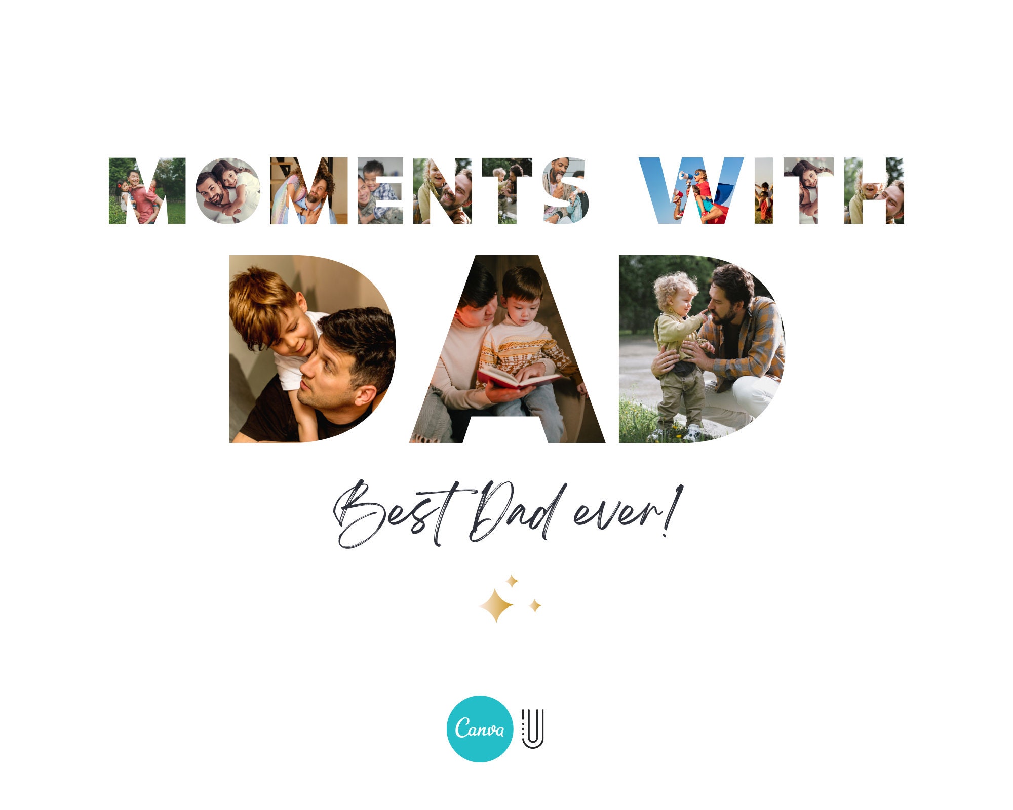 Moments With Dad Photo Collage in Canva Frame, Dadsgift Idea,moments of ...