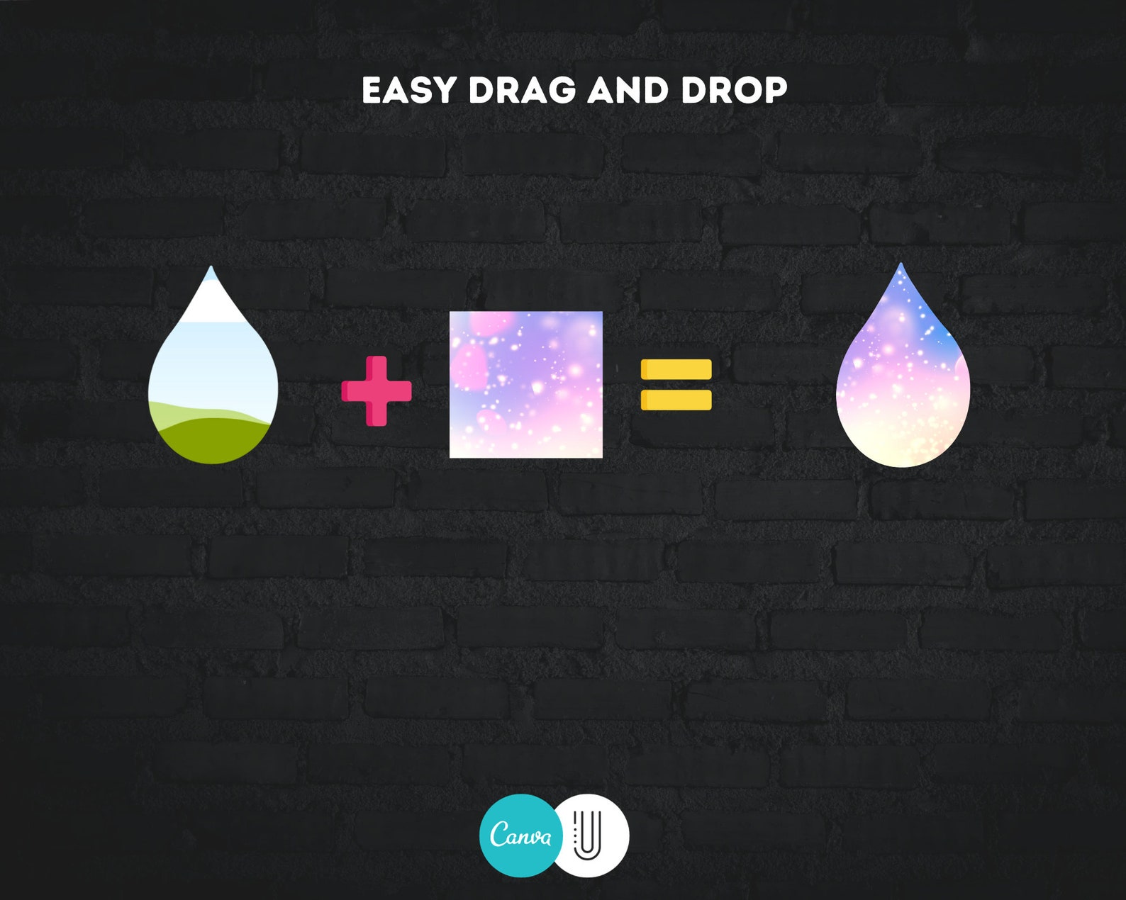 Raindrop Elegance Canva Frame,add Your Own Pattern Teardrop, Editable CANVA Frame Template With ...