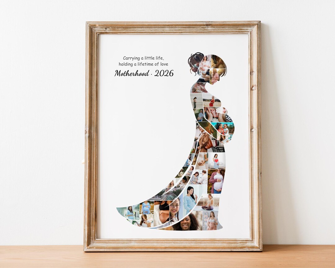 Motherhood Photo Collage, Pregnancy Keepsake (canva Template Digital ...