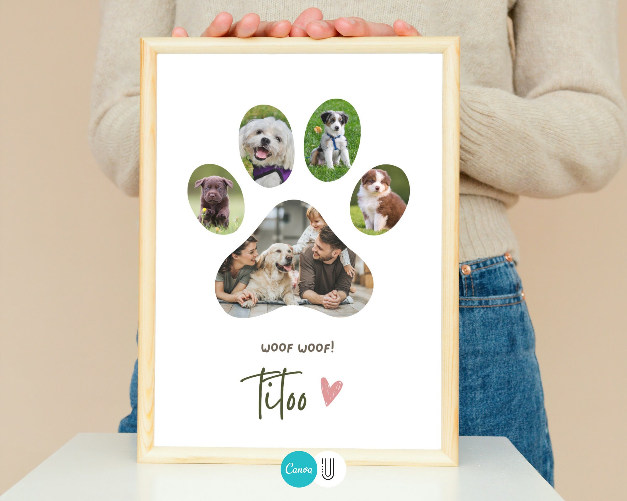 Dog Paw Photo Collage Design on Canva Frame Template,printable Paw ...