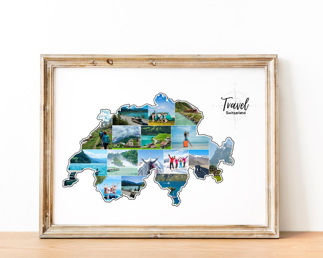 Switzerland Map Photo Collage,custom Travel Gift ,personalized ...