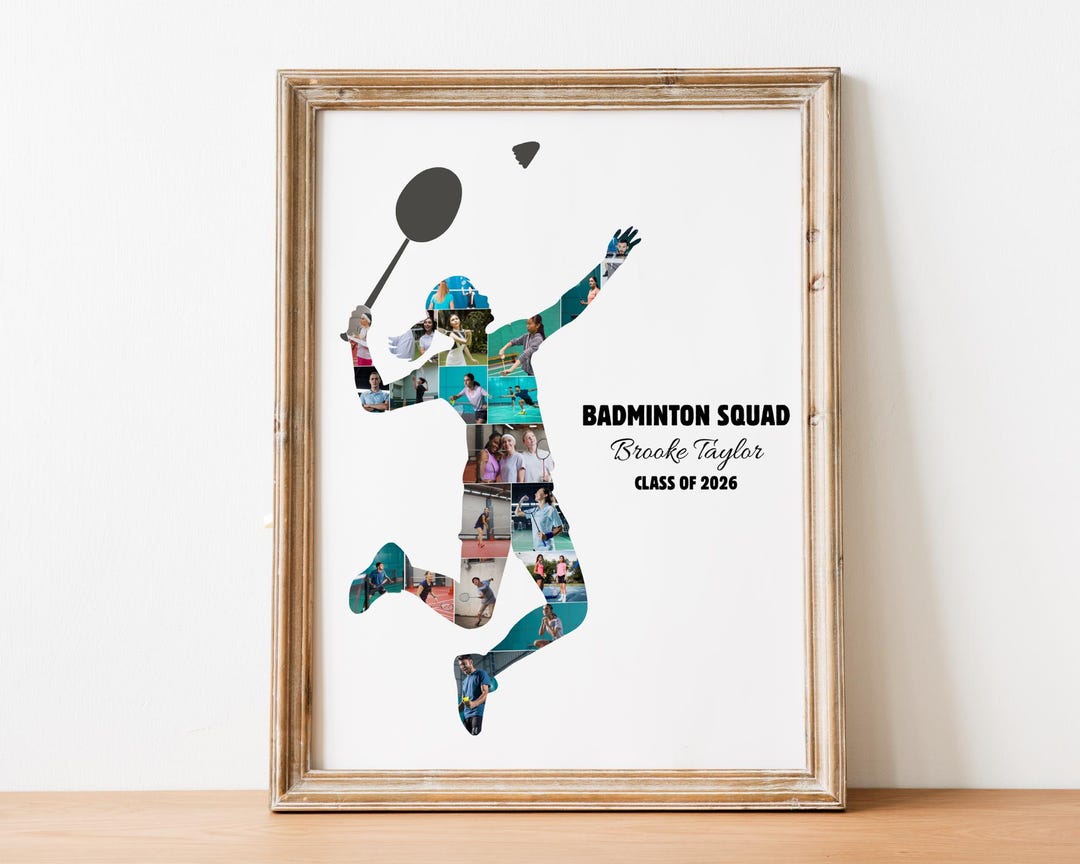 Badminton Smash Photo Collage | Personalized Player Gift (digital File ...