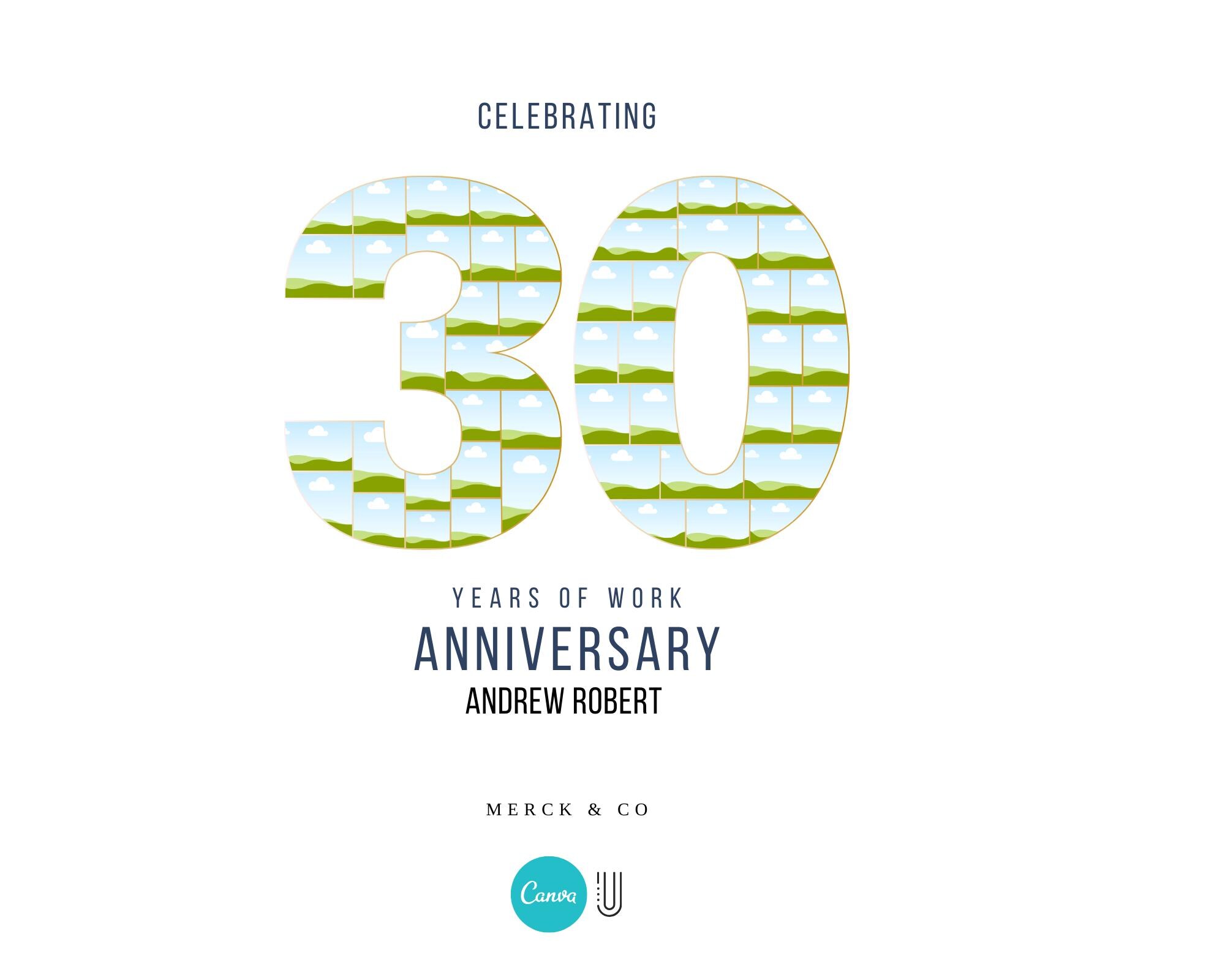 30th Work Anniversary Photo Collage Gift (digital Download) - Etsy