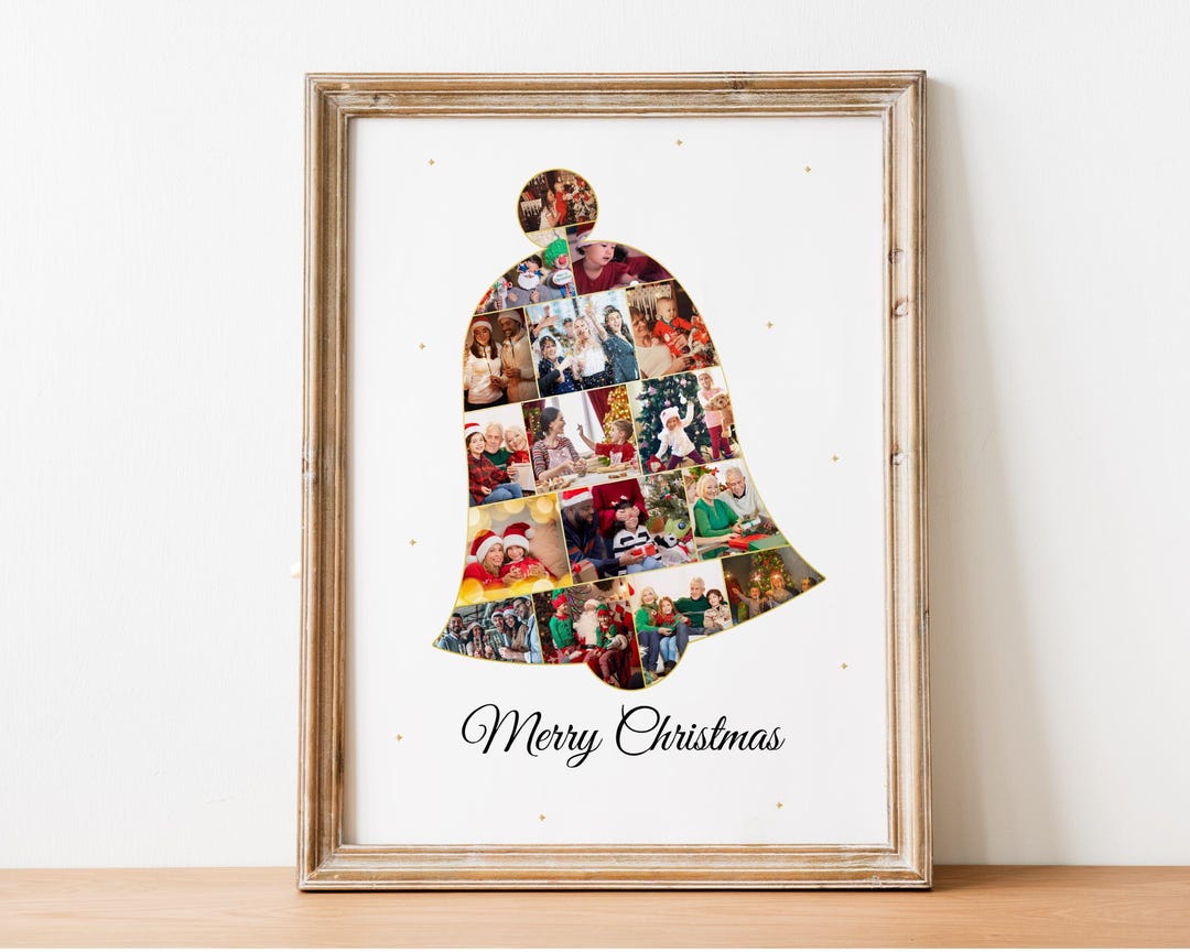 Bell Shape Picture Collage Template,bell Shape Xmas,bell Art Gift, Bell ...