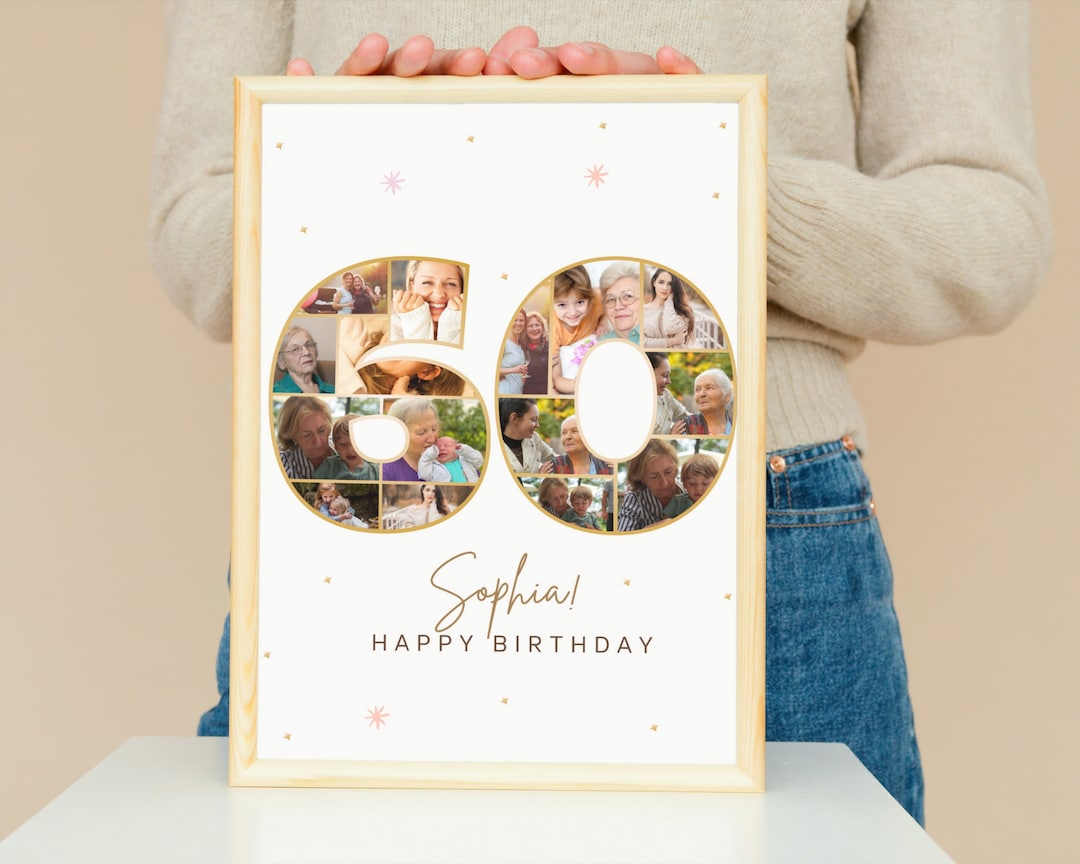 Photo Collage Template, Number 60 Photo Collage ,60th Birthday ,number ...