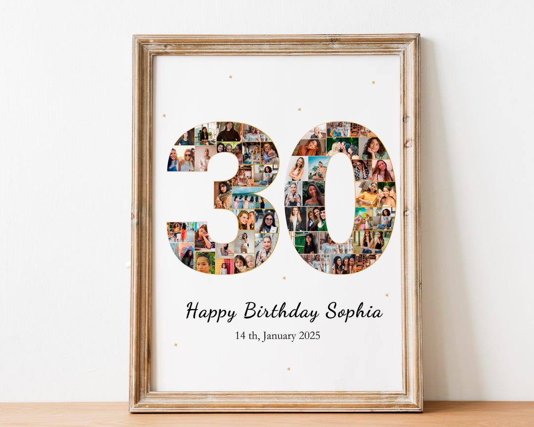 30 Collage Frame Canva,30 Number Collage, 30th Birthday Collage, 30th ...