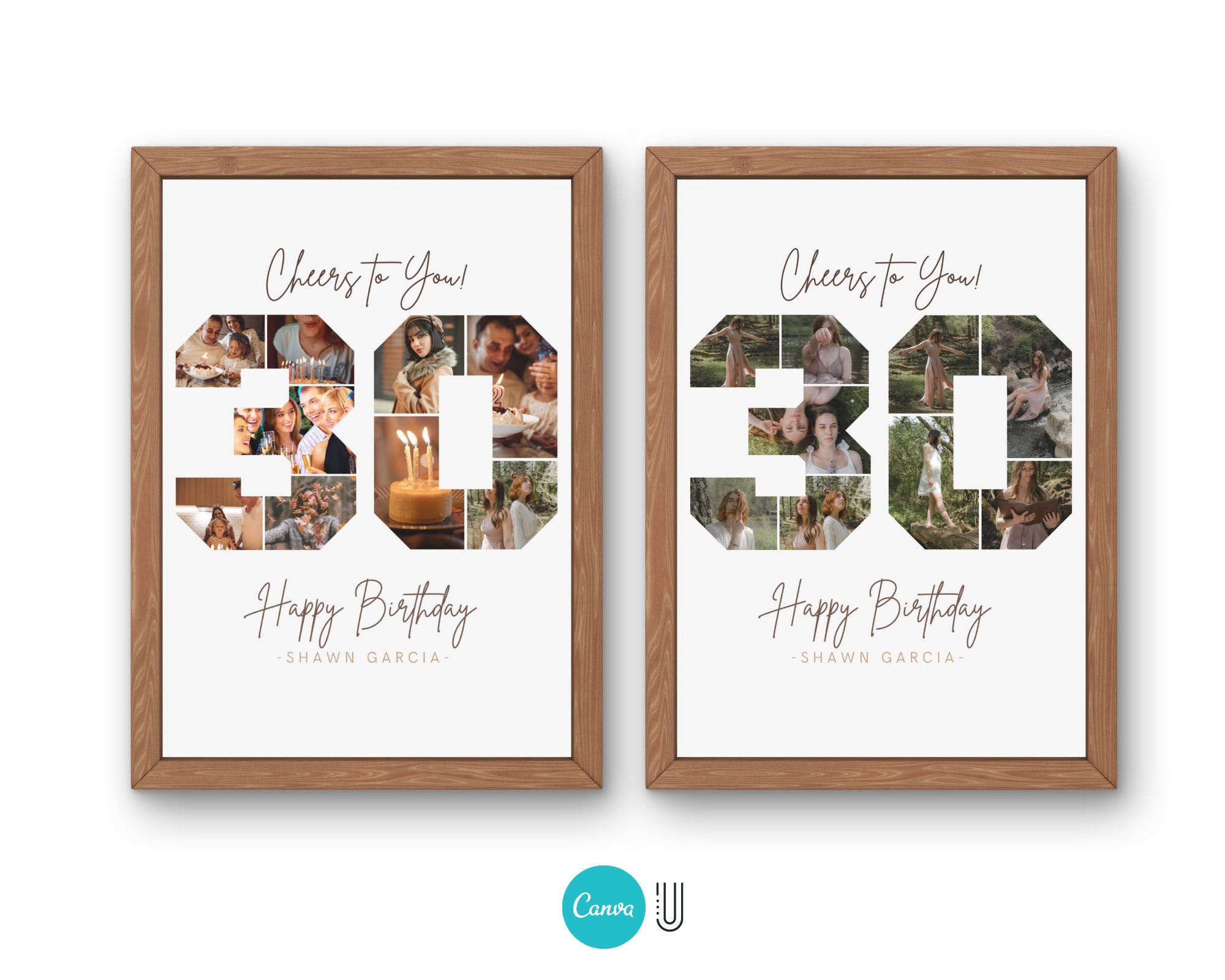 30 Collage Frame Canva Editable , 30 Number Collage Frame ,30th ...