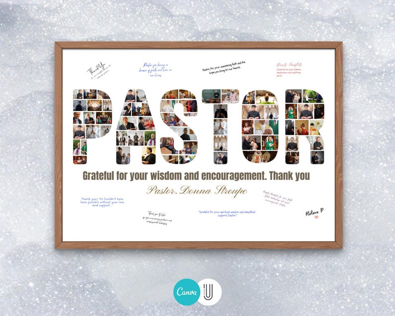 Pastor Appreciation Photo Collage: Christian Church Group Gift (canva ...