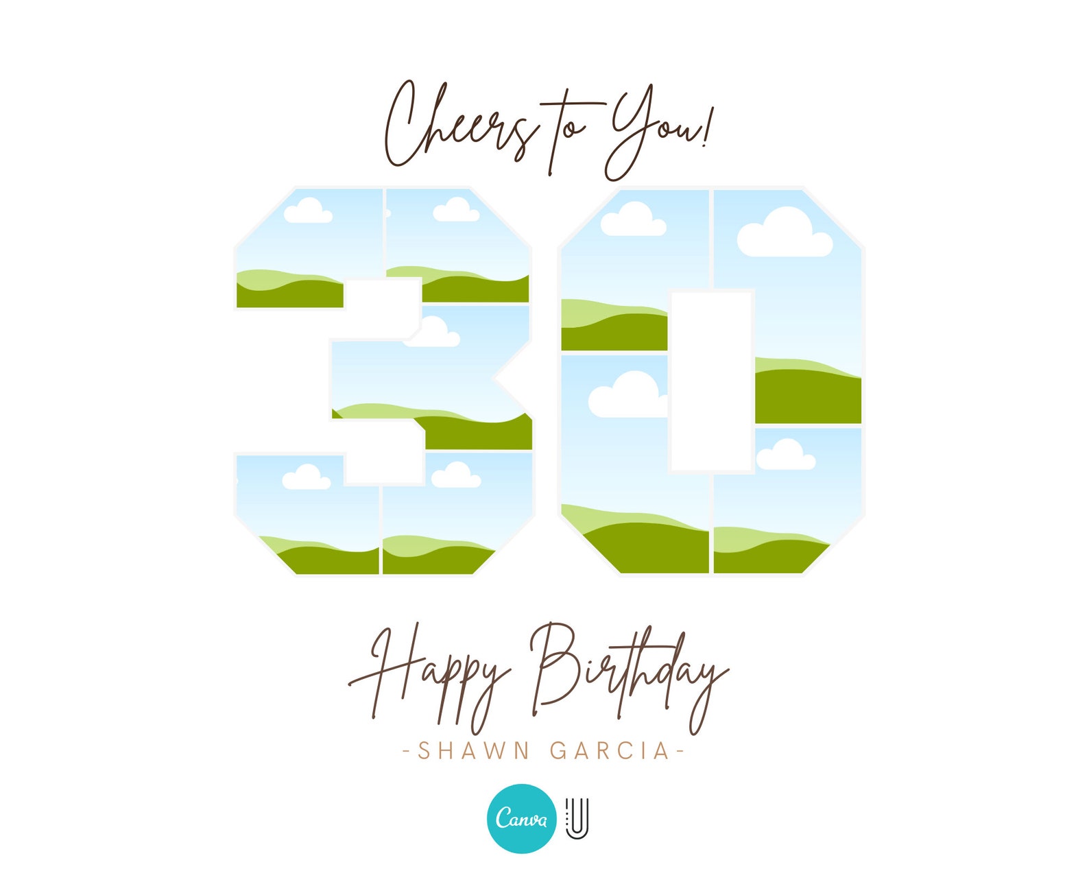 30 Collage Frame Canva Editable , 30 Number Collage Frame ,30th ...