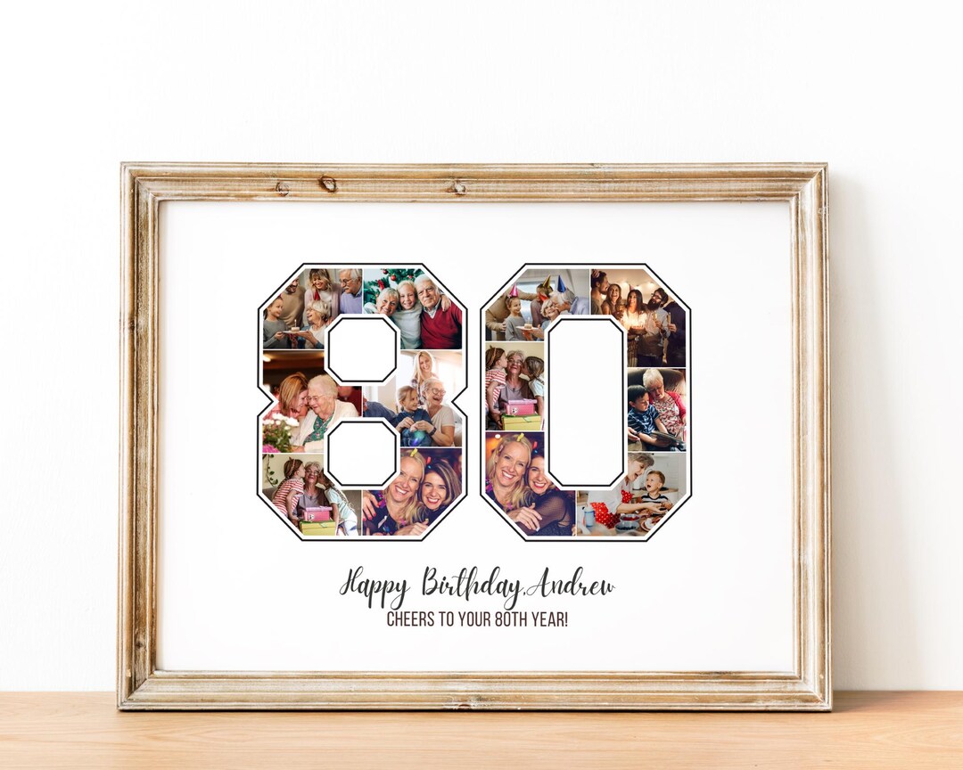 Birthday Gift for Grandma Grandpa,number 80 Photo Collage,80th Birthday ...