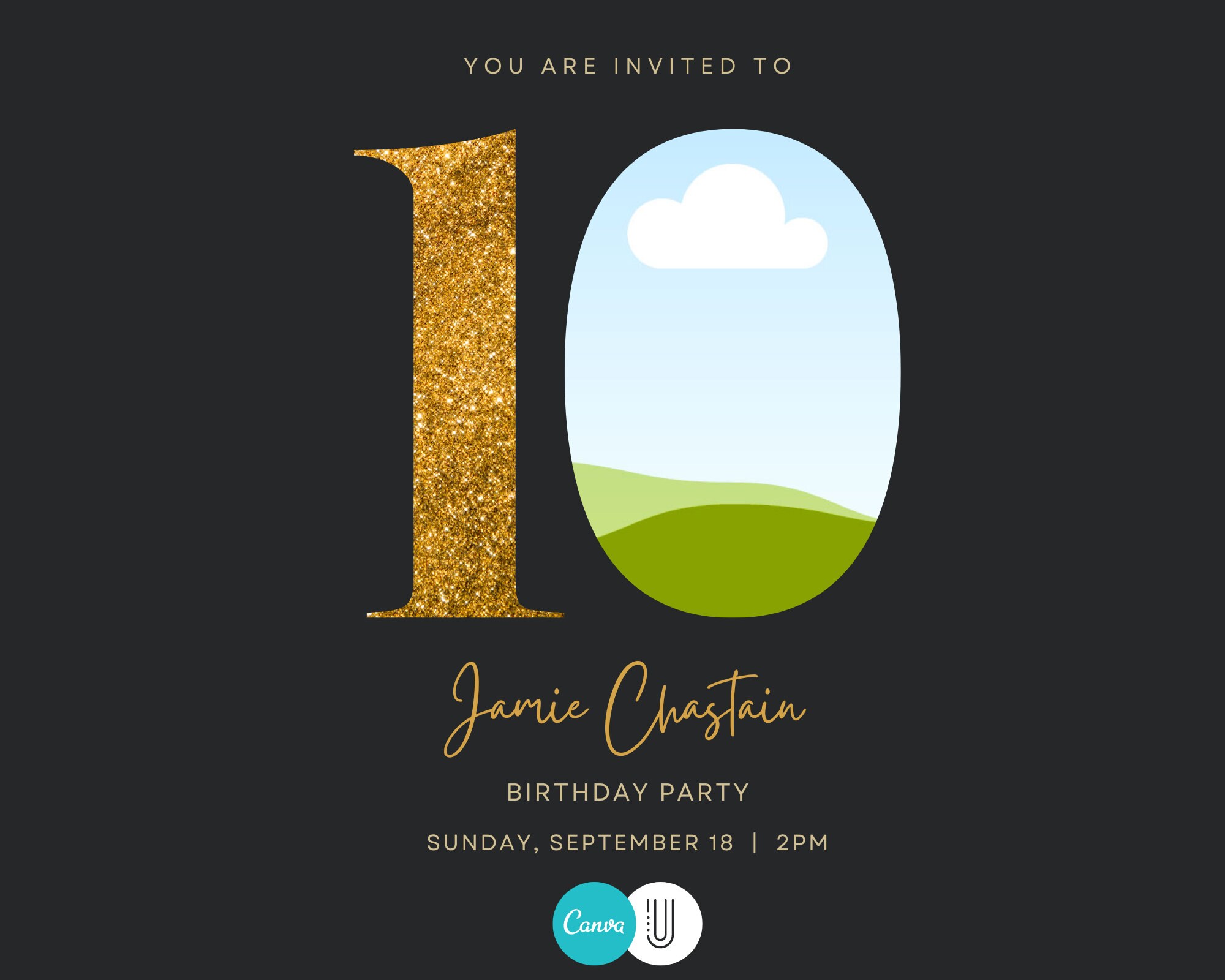 10th Birthday Gift Idea, Golden 10th Birthday Photo Collage Template ...