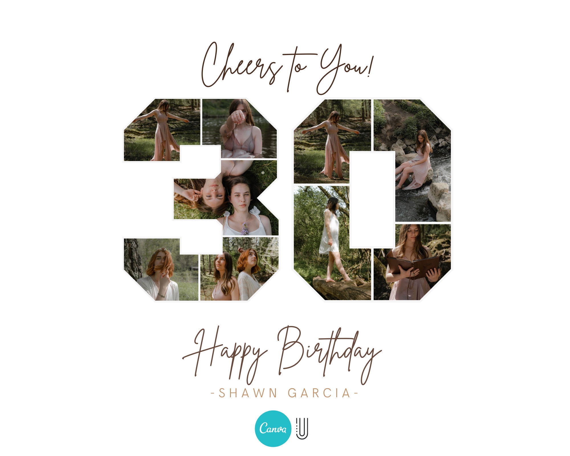 30 Collage Frame Canva Editable , 30 Number Collage Frame ,30th ...