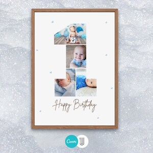 Number One, First Birthday Digital Download,birthday Number 1 Collage ...