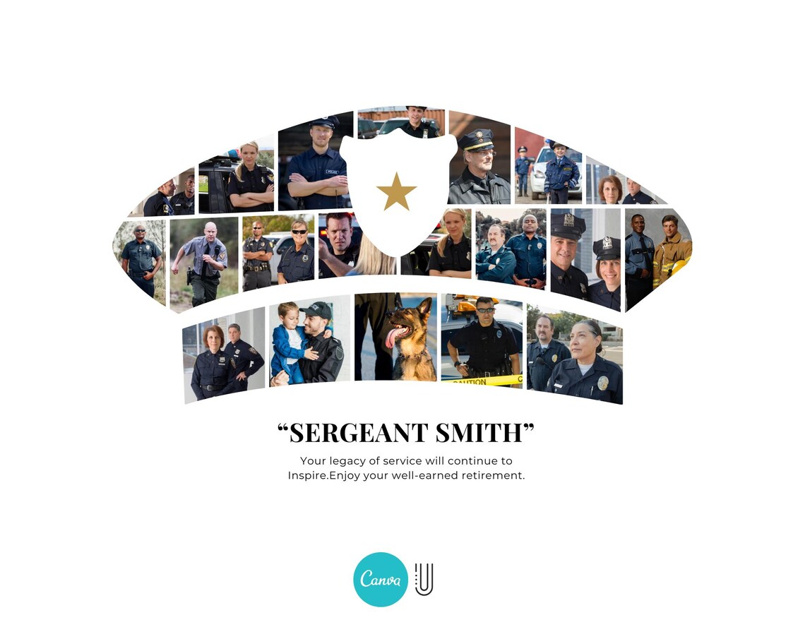Custom Police Hat Photo Collage: Retirement Gift (digital File) - Etsy