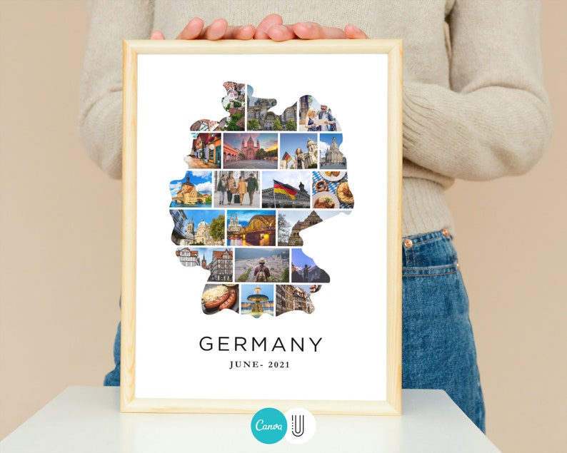 Germany Photo Collage Template – A4 Travel Memory Map, Honeymoon ...