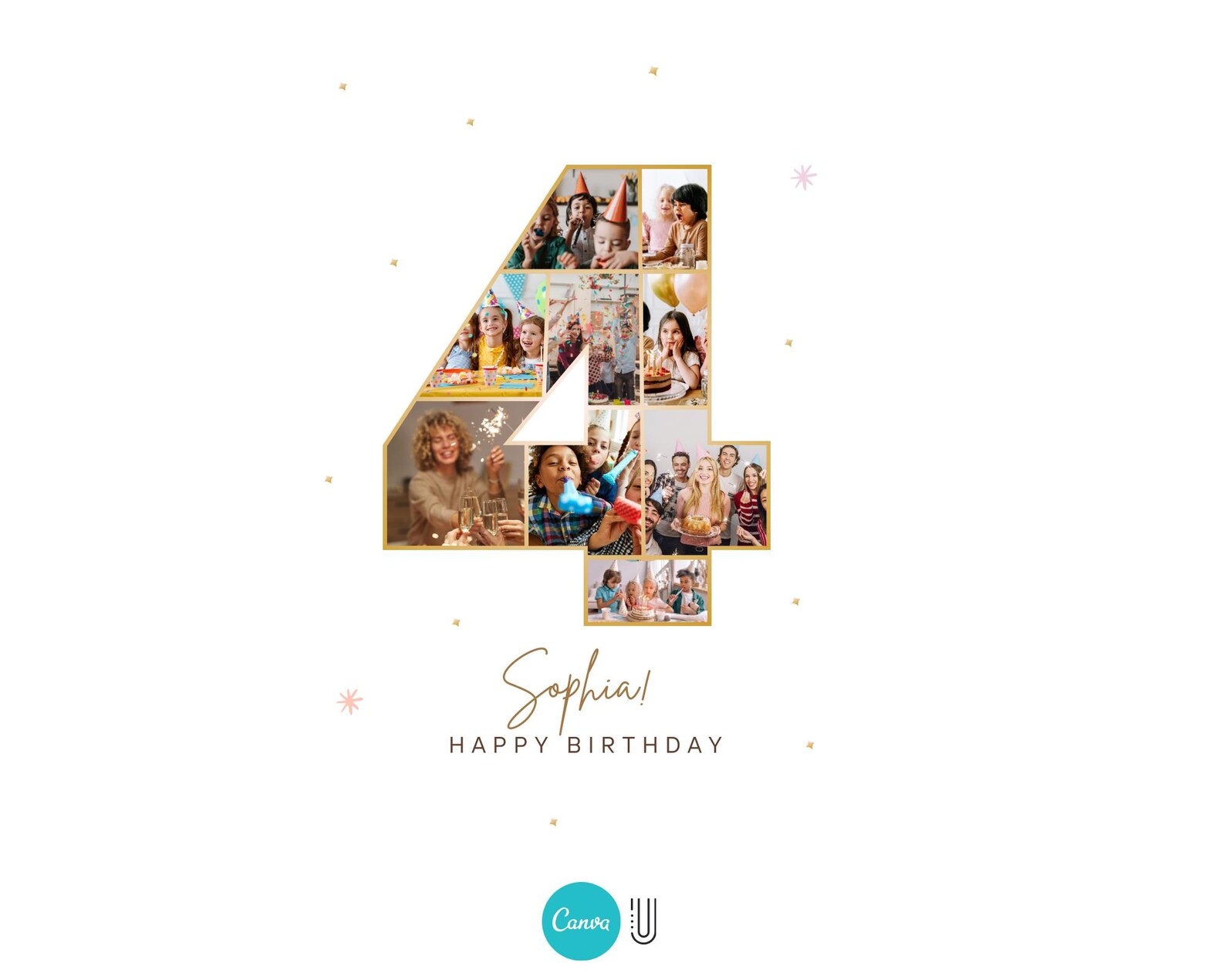 Fourth Birthday Photo Collage: Number 4 Milestone (digital Download) - Etsy