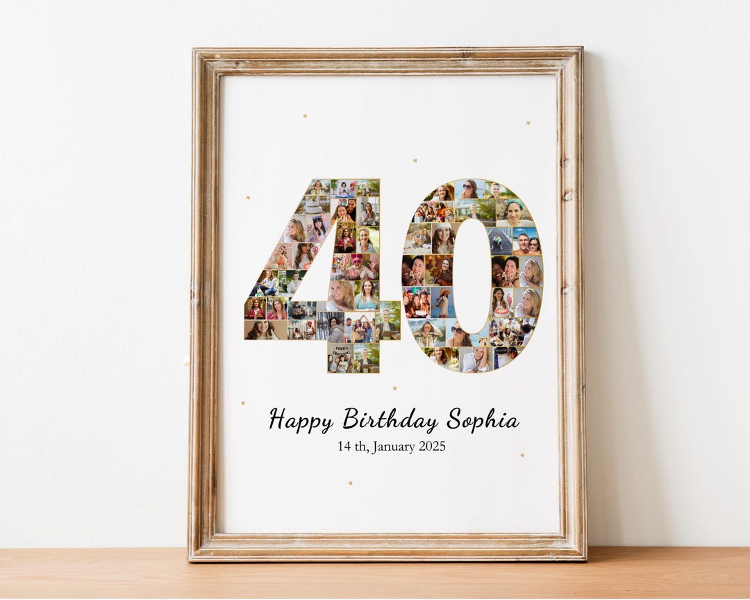 40 Number Photo Collage,40th Birthday Number, 40 Photo Collage Canva ...