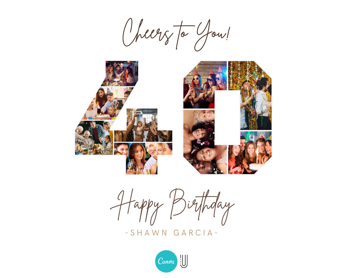 40 Number Photo Collage,40th Birthday Number, 40 Photo Collage Canva ...