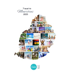 Mauritius Map Photo Collage Template: Vacation Keepsake (canva Editable ...