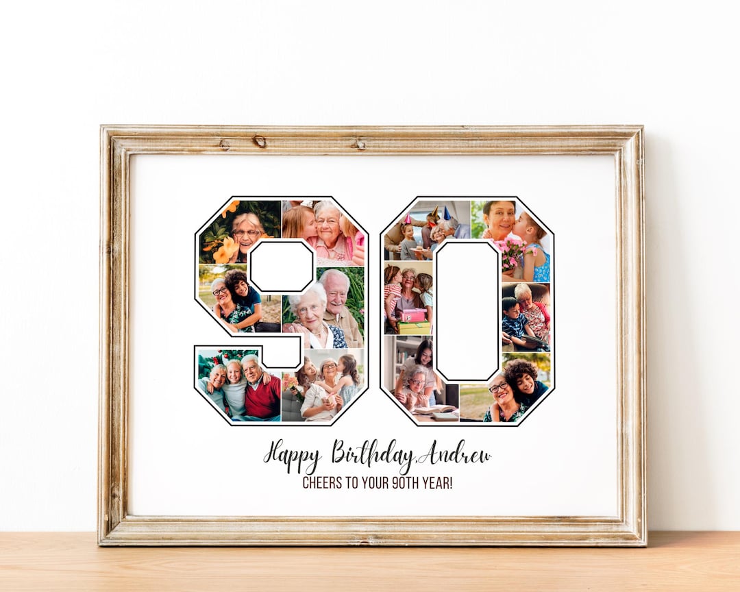 90 Photo Collage for Ninetieth Birthdays in Canva Frames,birthday Photo ...