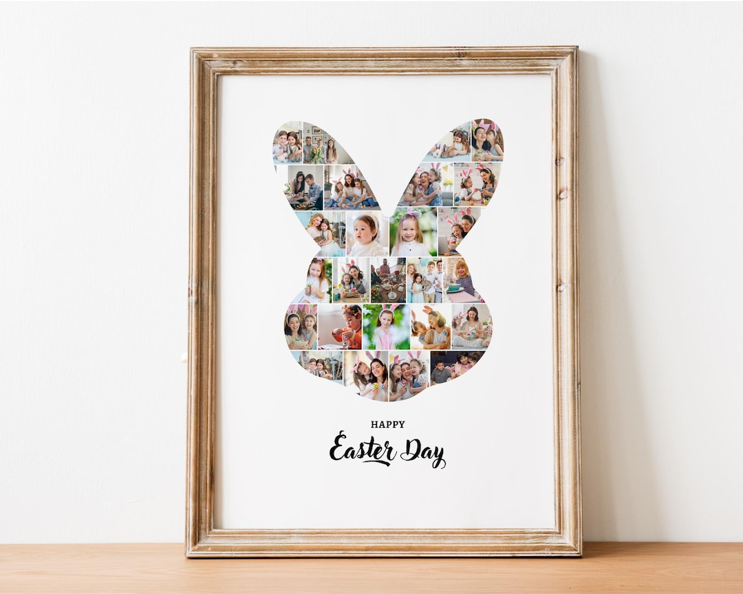 Hare, Rabbit, and Easter Bunny Shaped Photo Collage,springtime Hare ...