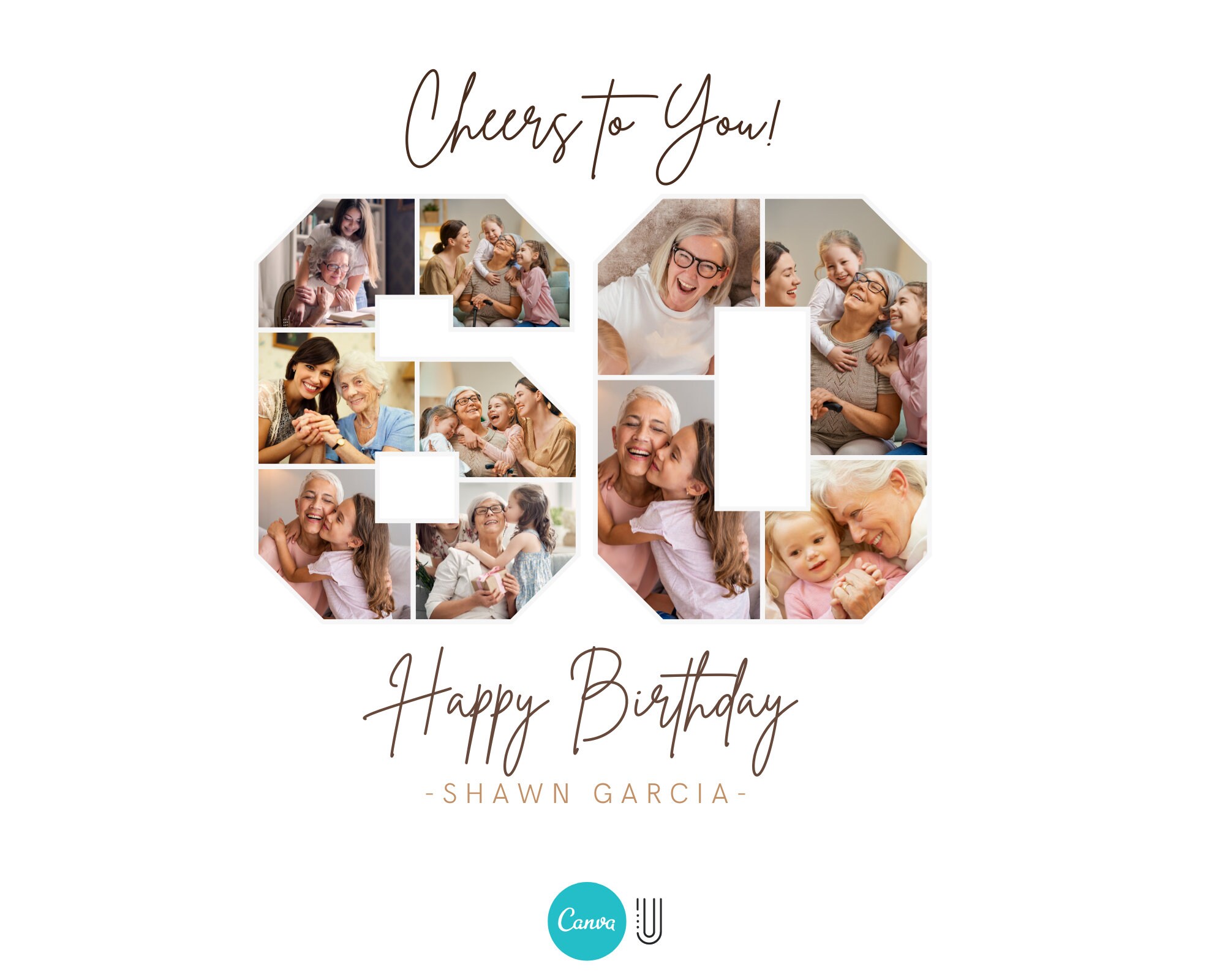Photo Collage Template, Number 60 Photo Collage ,60th Birthday ,number ...