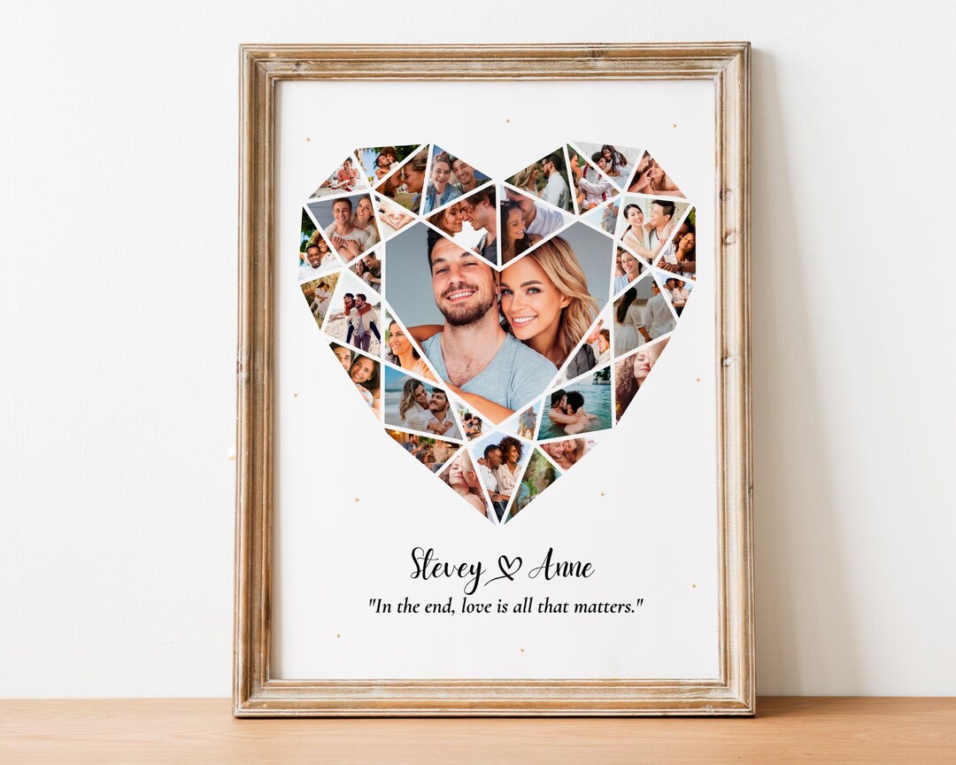Heart Photo Collage Template, Anniversary Gift (canva) - Etsy