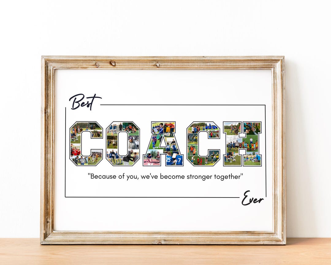Coach Photo Collage Template, Sport Photo Gift, Gift for Coach Collage ...