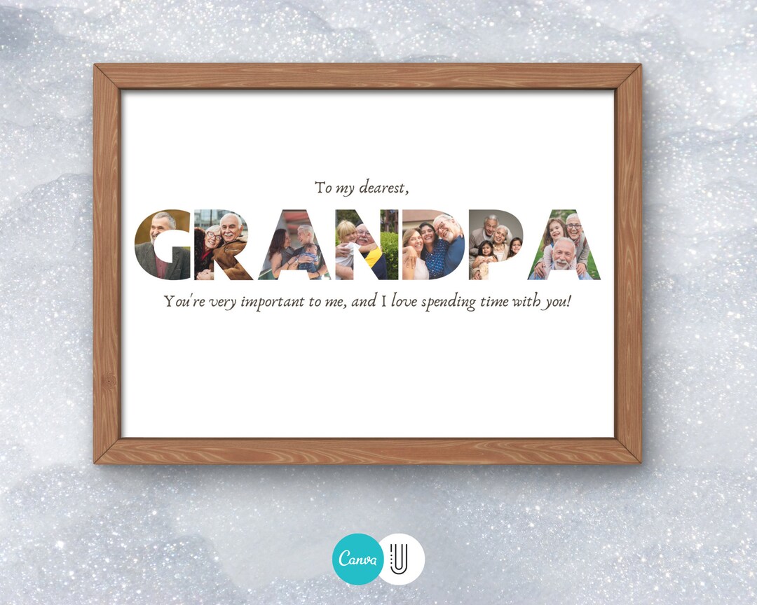 Grandpa Photo Collage, Grandpa Photo Frame, Personalized Grandpa, Gift ...