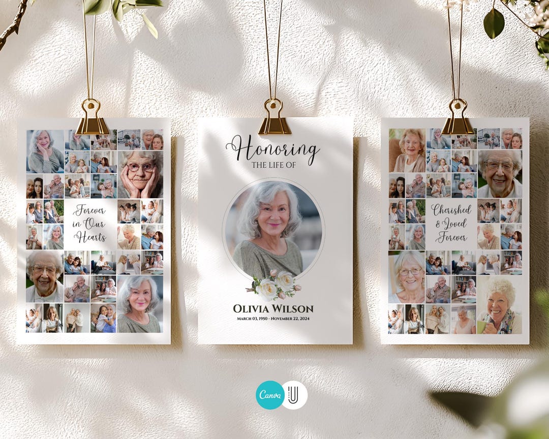 Editable Funeral Photo Collage Template,memorial Picture Display ...